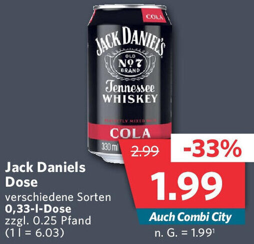 Jack Daniels Dose 0,33 L Dose Angebot bei Combi