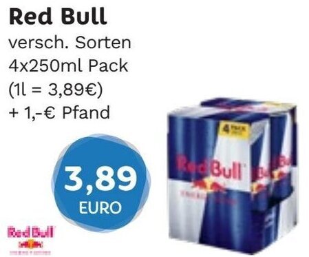Red Bull 4x250ml Pack Angebot bei Edeka Niemerszein