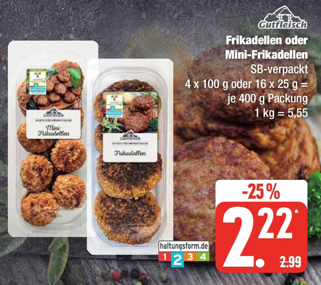 Gutfleisch Frikadellen oder Mini-Frikadellen 400 g Packung Angebot bei ...