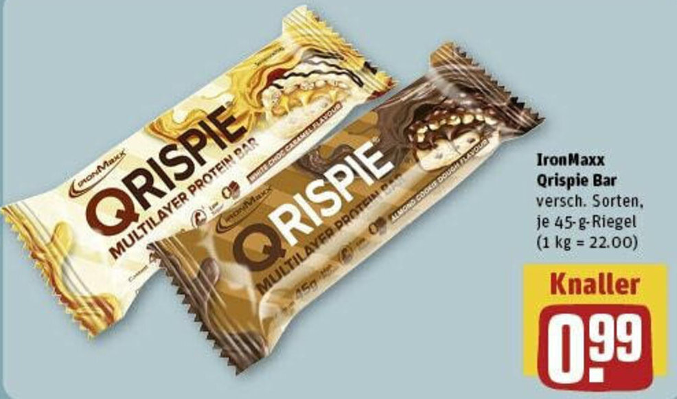 Iron Maxx Qrispie Bar 45-g-Riegel Angebot bei REWE