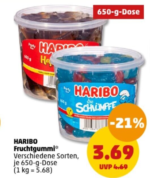 HARIBO Fruchtgummi* 650-g-Dose Angebot bei PENNY