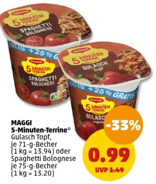 MAGGI 5-Minuten-Terrine* 71-g-Becher oder Spaghetti Bolognese 75 g Dose ...