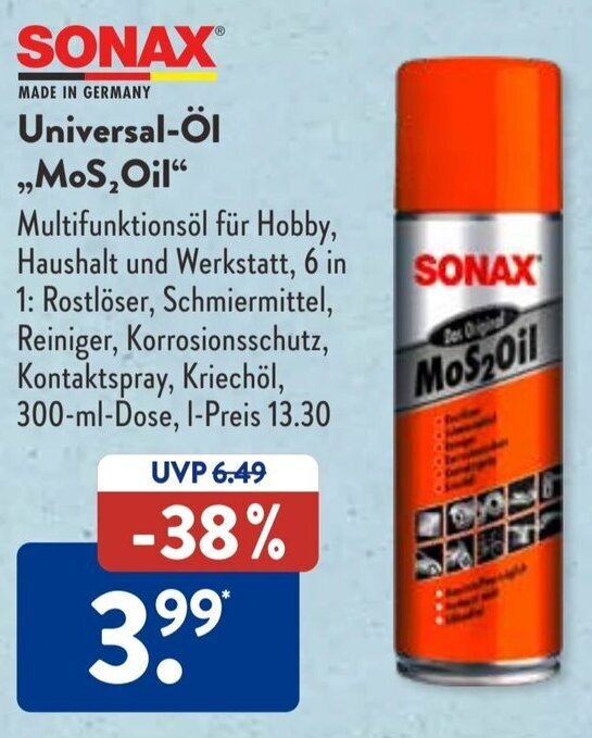 SONAX Universal-Öl ,,MoS₂ Oil" Angebot bei Aldi Süd