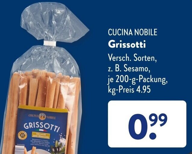 CUCINA NOBILE Grissotti 200 g Packung Angebot bei Aldi Süd