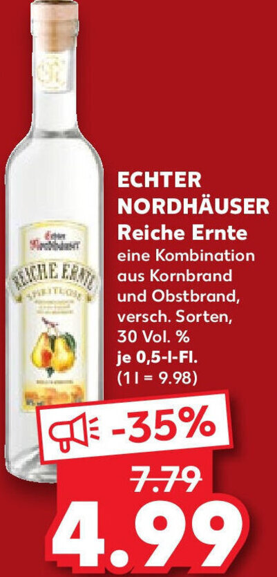 ECHTER NORDHÄUSER Reiche Ernte 0,5 L-Fl. Angebot bei Kaufland