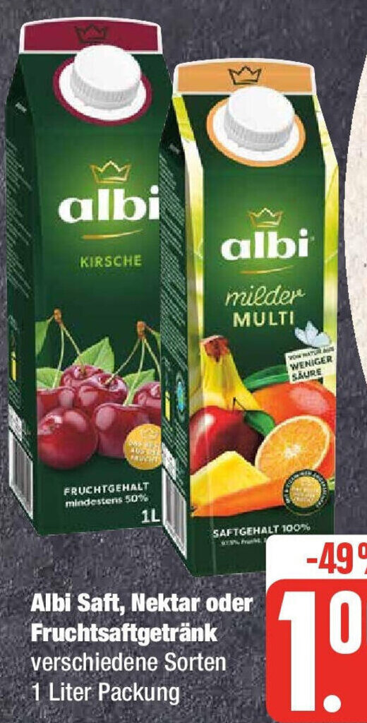 Albi Saft, Nektar oder Fruchtsaftgetränk 1 Liter Packung Angebot bei Edeka