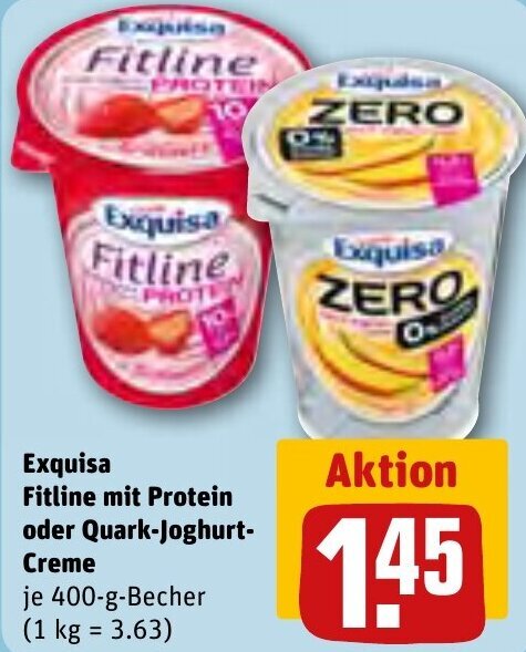 Exquisa Fitline mit Protein oder Quark-Joghurt-Creme 400 g Becher ...