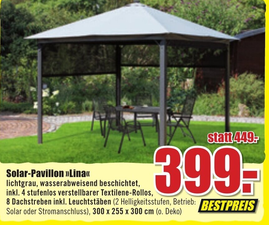 Solar Pavillon ,,Lina" Angebot bei B1 Discount Baumarkt