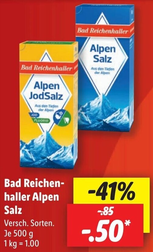 Bad Reichenhaller Alpen Salz 500 g Angebot bei Lidl