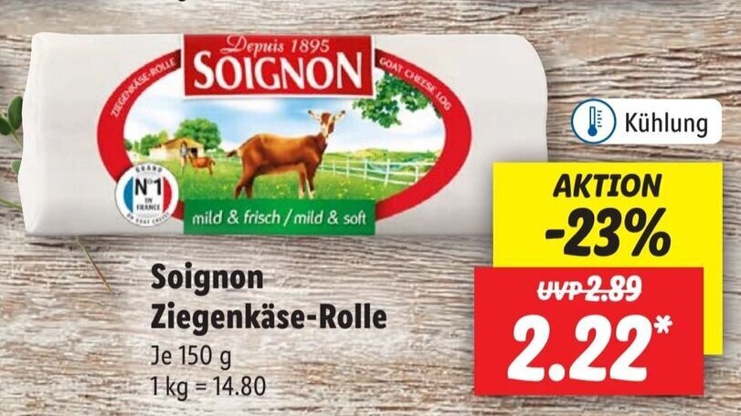 Soignon Ziegenkäse-Rolle 150 g Angebot bei Lidl