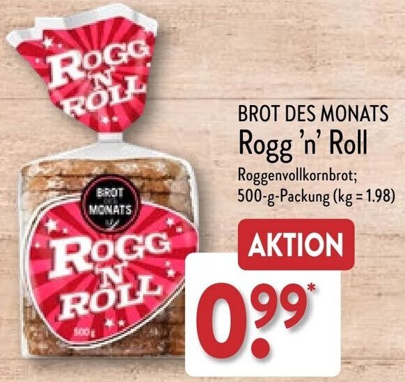 BROT DES MONATS Rogg 'n' Roll 500 g Packung Angebot bei Aldi Nord