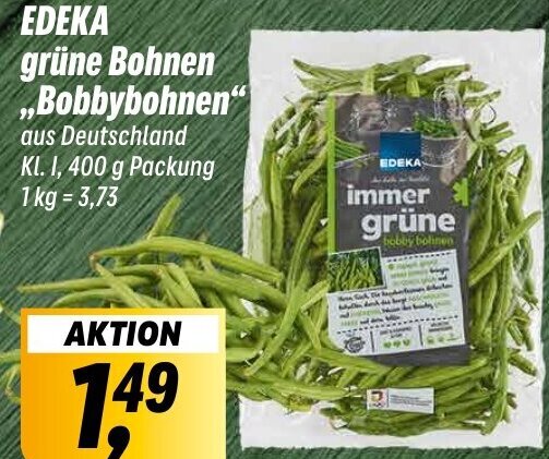 EDEKA grüne Bohnen ,,Bobbybohnen" 400g Angebot bei Simmel