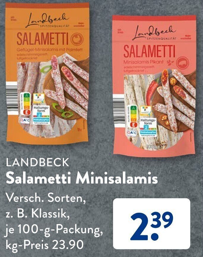 LANDBECK Salametti Minisalamis 100 g Packung Angebot bei Aldi Süd
