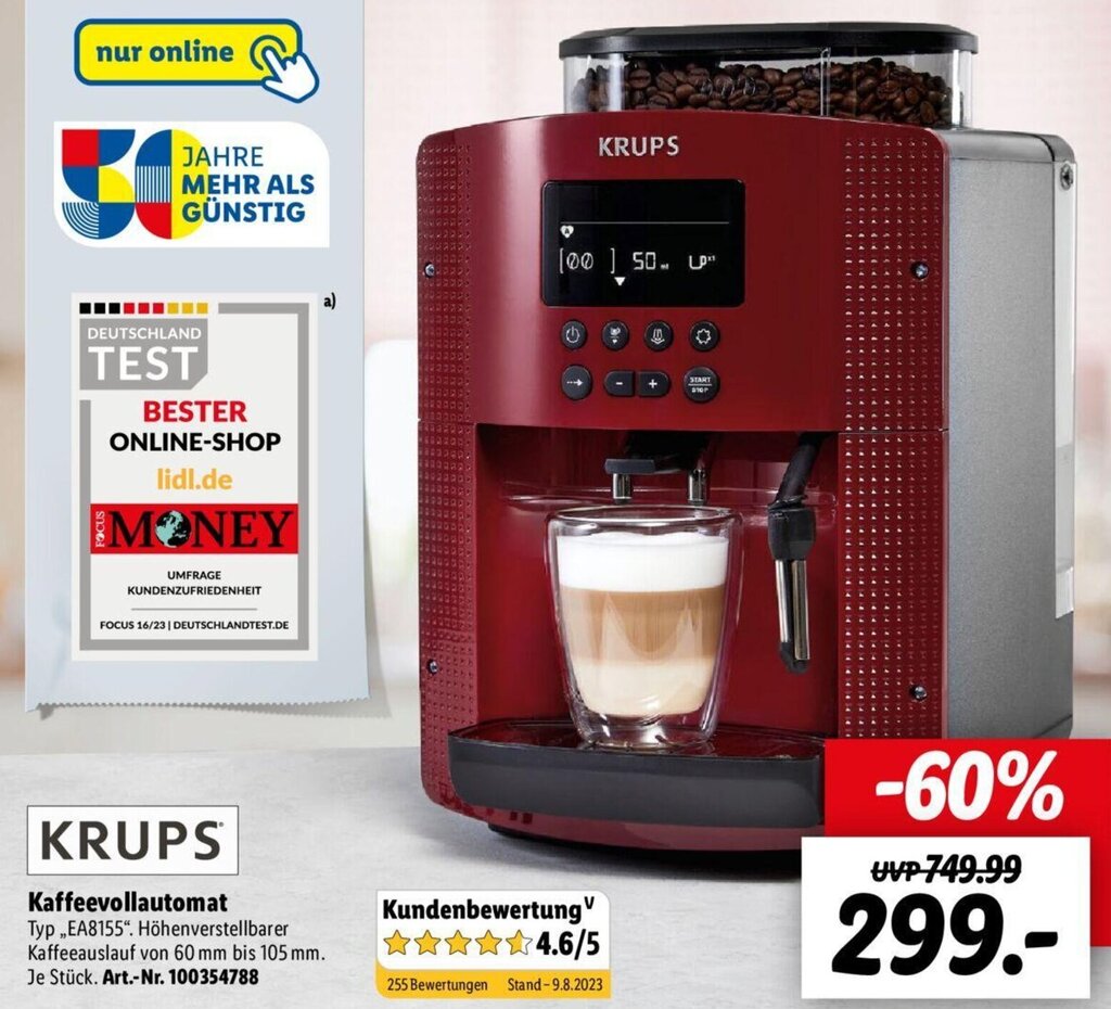 KRUPS Kaffeevollautomat EA8155 Angebot bei Lidl