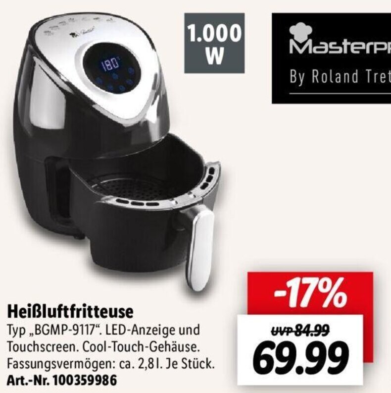 MasterPro Heißluftfritteuse BGMP-9117 Angebot bei Lidl