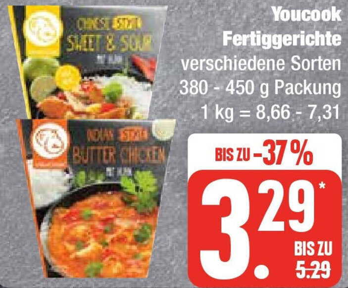 Youcook Fertiggerichte 380-450 g Packung Angebot bei Edeka
