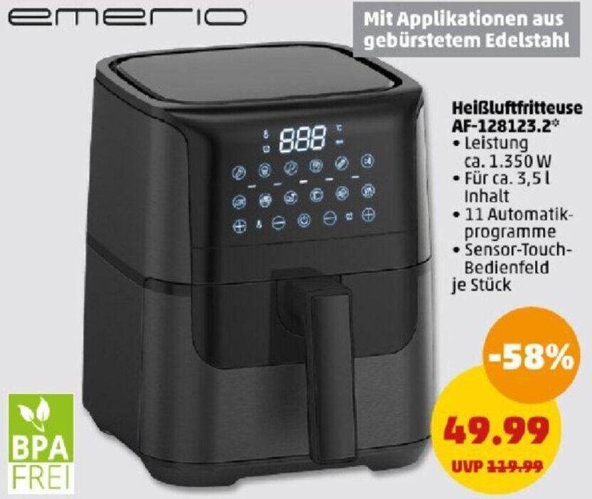 Emerio Heißluftfritteuse AF-128123.2 Angebot bei PENNY
