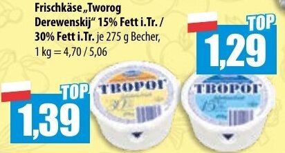 Frischkäse Tworog Derewenski 275 g Becher Angebot bei Mix Markt