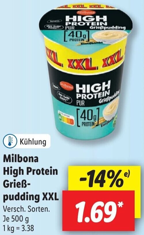 Milbona High Protein Grießpudding XXL 500 g Angebot bei Lidl