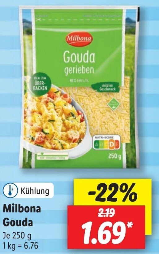 Milbona Gouda 250 g Angebot bei Lidl