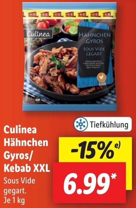 Culinea Hähnchen Gyros/ Kebab XXL 1 kg Angebot bei Lidl