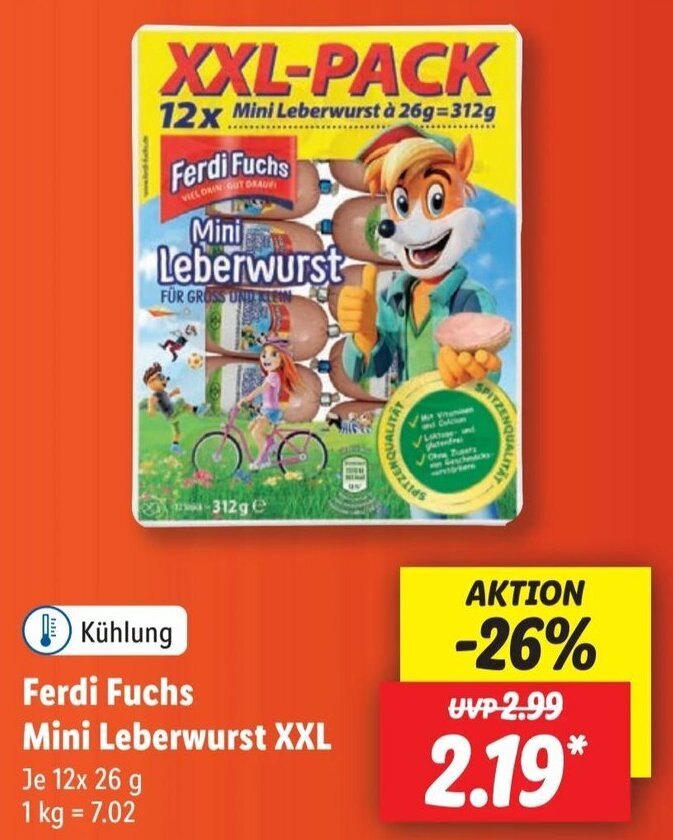 Ferdi Fuchs Mini Leberwurst XXL 12x26 g Angebot bei Lidl