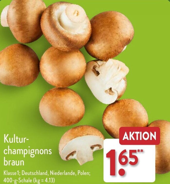 Kulturchampignons braun 400 g Schale Angebot bei Aldi Nord
