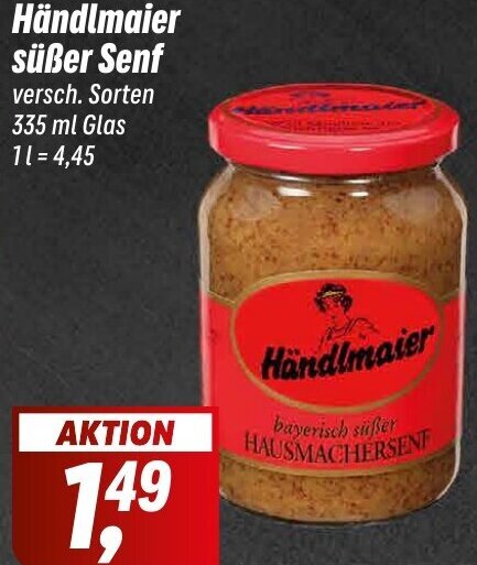 Händlmaier süßer Senf 335 ml Glas Angebot bei Simmel