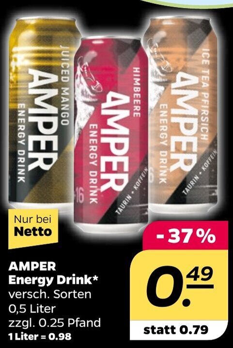 AMPER Energy Drink 0,5 Liter Angebot bei NETTO