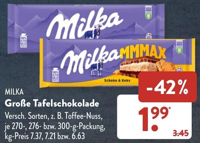 MILKA Große Tafelschokolade 270, 276 bzw. 300-g-Packung Angebot bei ...