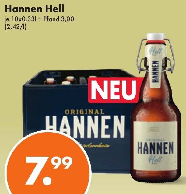 Hannen Hell 10x0,33 L Angebot bei Trink und Spare