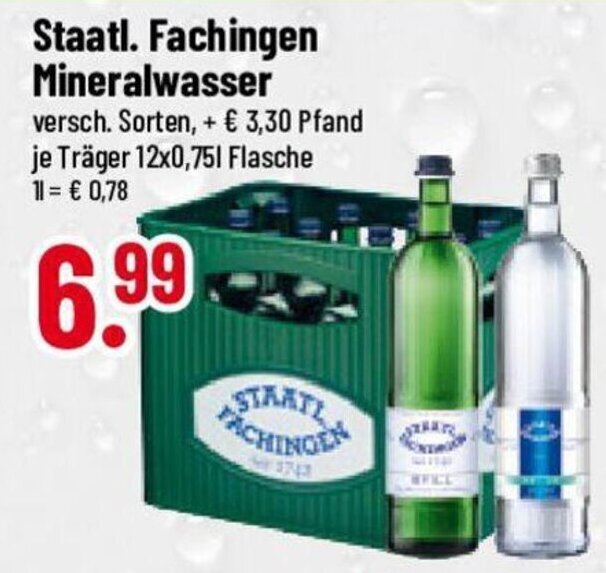 Staatl. Fachingen Mineralwasser 12*750ml Angebot bei trinkgut