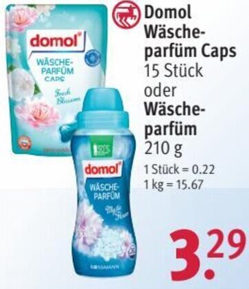 Domol Wäscheparfüm Caps 15 Stück oder Wäscheparfüm 210 g Angebot bei ...