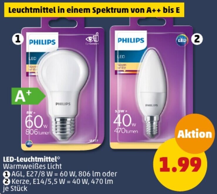 PHILIPS LED-Leuchtmittel Angebot bei PENNY