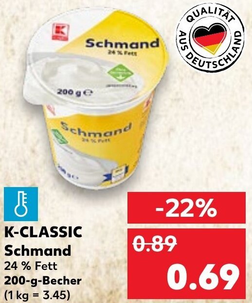 K-CLASSIC Schmand 200 g Becher Angebot bei Kaufland