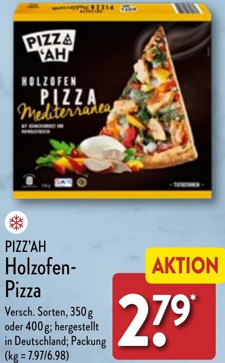 PIZZ'AH Holzofen Pizza 350 g oder 400 g Angebot bei Aldi Nord
