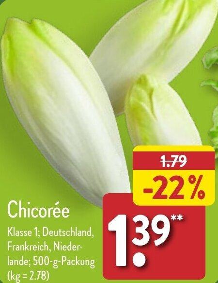 Chicorée 500 g Packung Angebot bei Aldi Nord