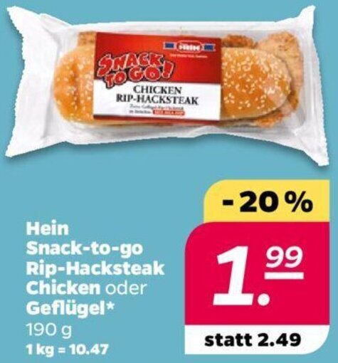 Hein Snack-to-go Rip-Hacksteak Chicken oder Geflügel 190 g Angebot bei ...