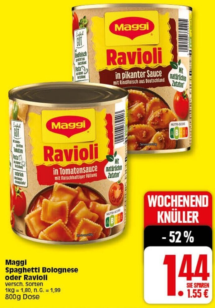 Maggi Spaghetti Bolognese oder Ravioli 800 g Dose Angebot bei Elli Markt