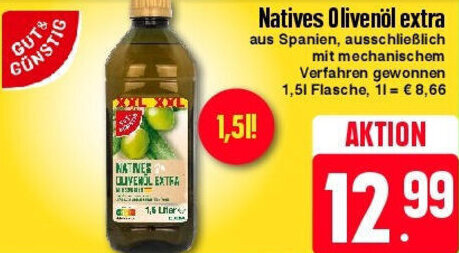 Gut & Günstig Natives Olivenöl extra 1,5 L Flasche Angebot bei Edeka
