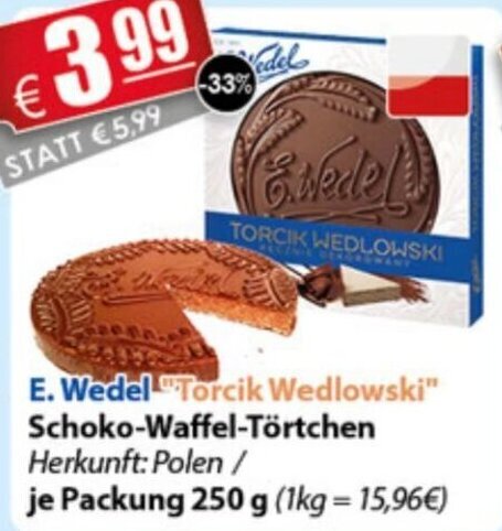 E.Wedel Torcik Wedlowski Schoko-Waffel-Törtchen 250 g Angebot bei LEDO