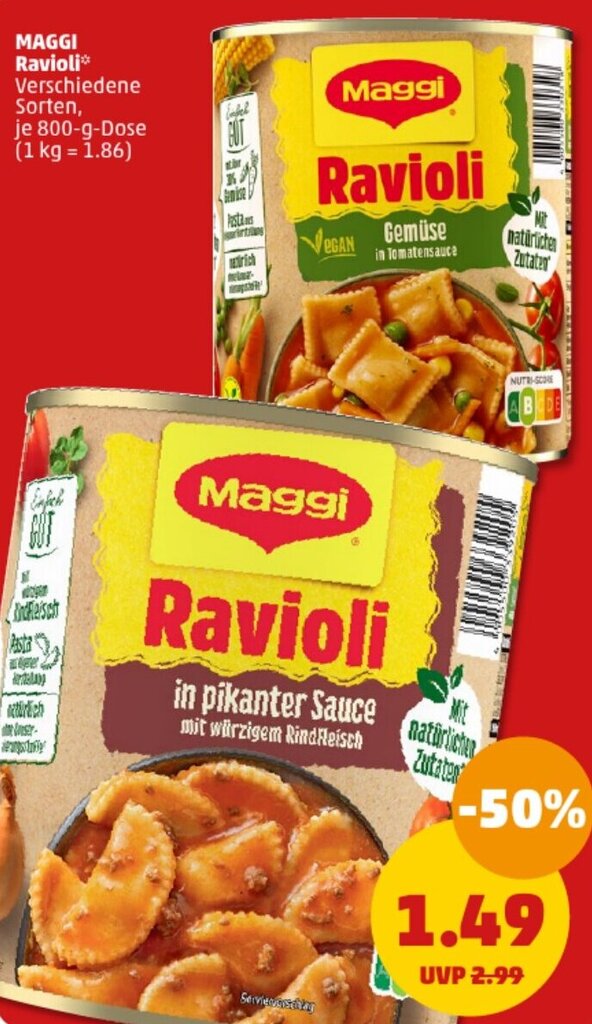 MAGGI Ravioli 800 g Dose Angebot bei PENNY