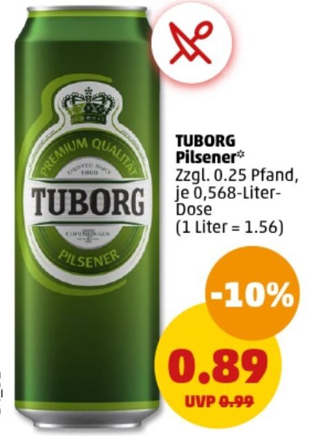 TUBORG Pilsener 0,568-Liter-Dose Angebot bei PENNY