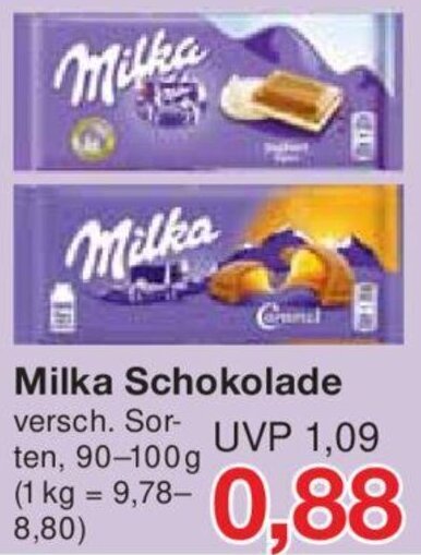 Milka Schokolade 90-100 g Angebot bei Jawoll