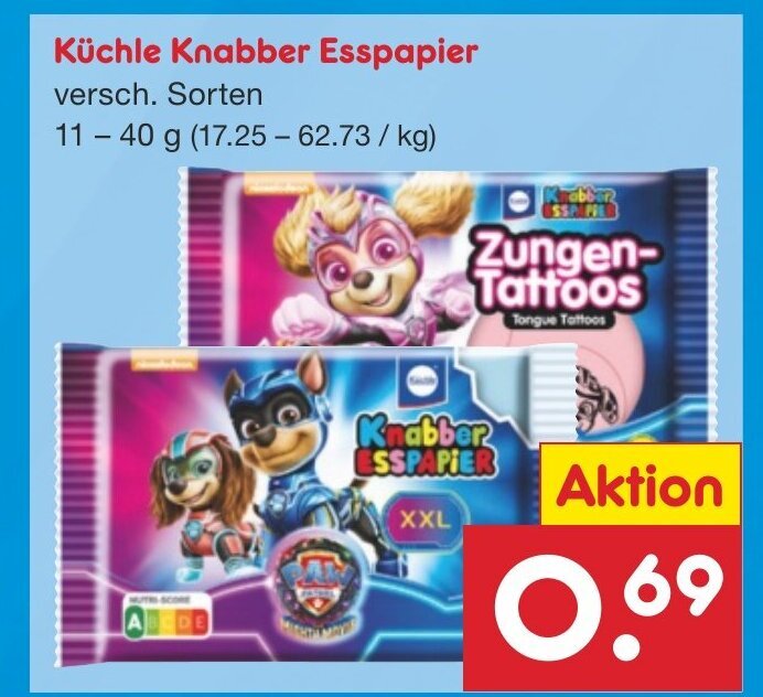 Küchle Knabber Esspapier versch. Sorten 11-40 g Angebot bei Netto ...