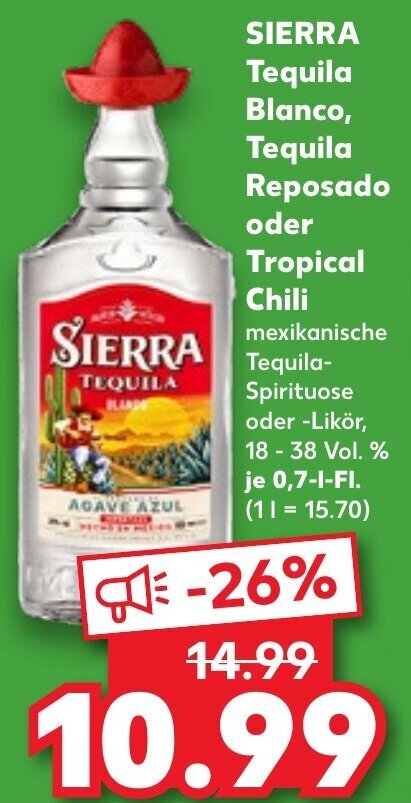 SIERRA Tequila Blanco, Reposado oder Tropical Chili 0,7 L-Fl. Angebot ...