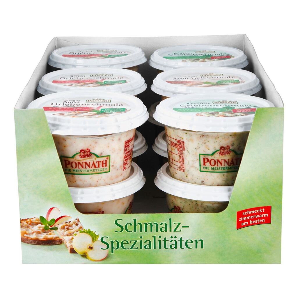 Ponnath hausmacher griebenschmalz 200 g, verschiedene sorten, 12er pack ...
