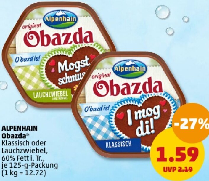 ALPENHAIN Obazda 125 g Packung Angebot bei PENNY
