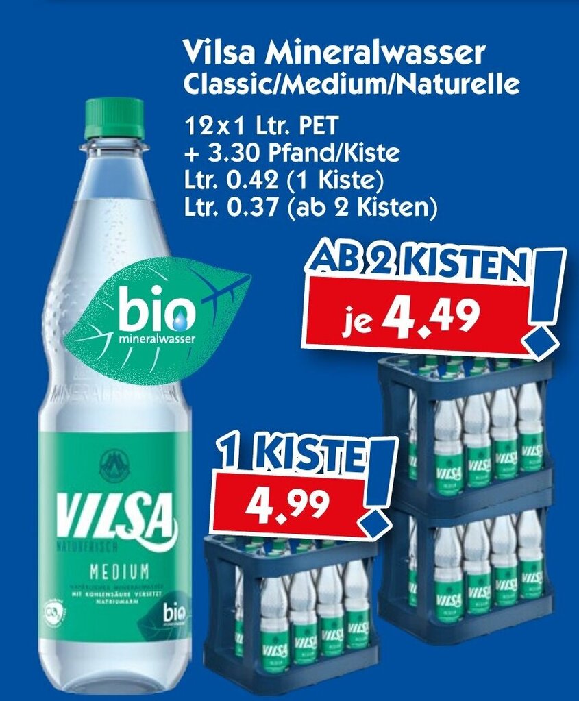 Vilsa Mineralwasser Classic/Medium/Naturelle 12*1L Angebot bei Hol'ab ...