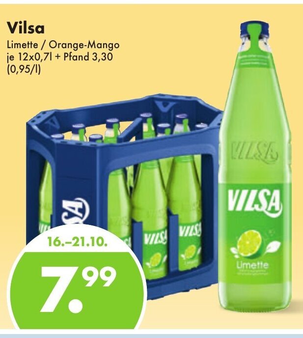 Vilsa Limette / Orange-Mango je 12x0,7L Angebot bei Trink und Spare